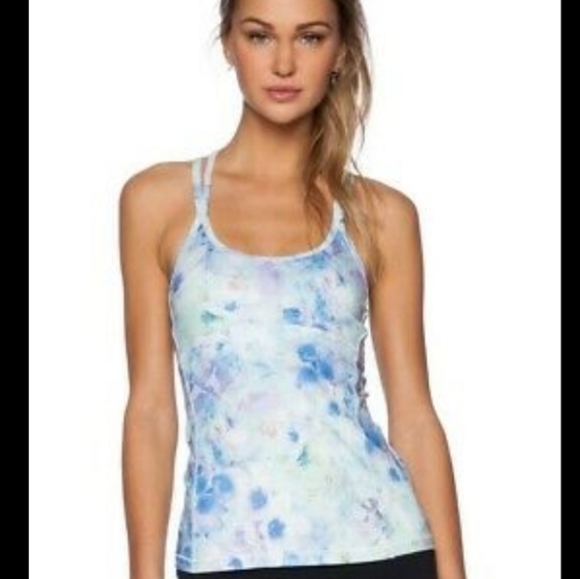 ALO Yoga | Tops | Alo Yoga Ananda Long Bra Pastel Floral Tank Tback ...